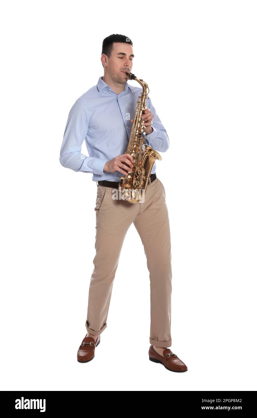 Man playing alto saxophone on hi-res stock photography and images - Alamy