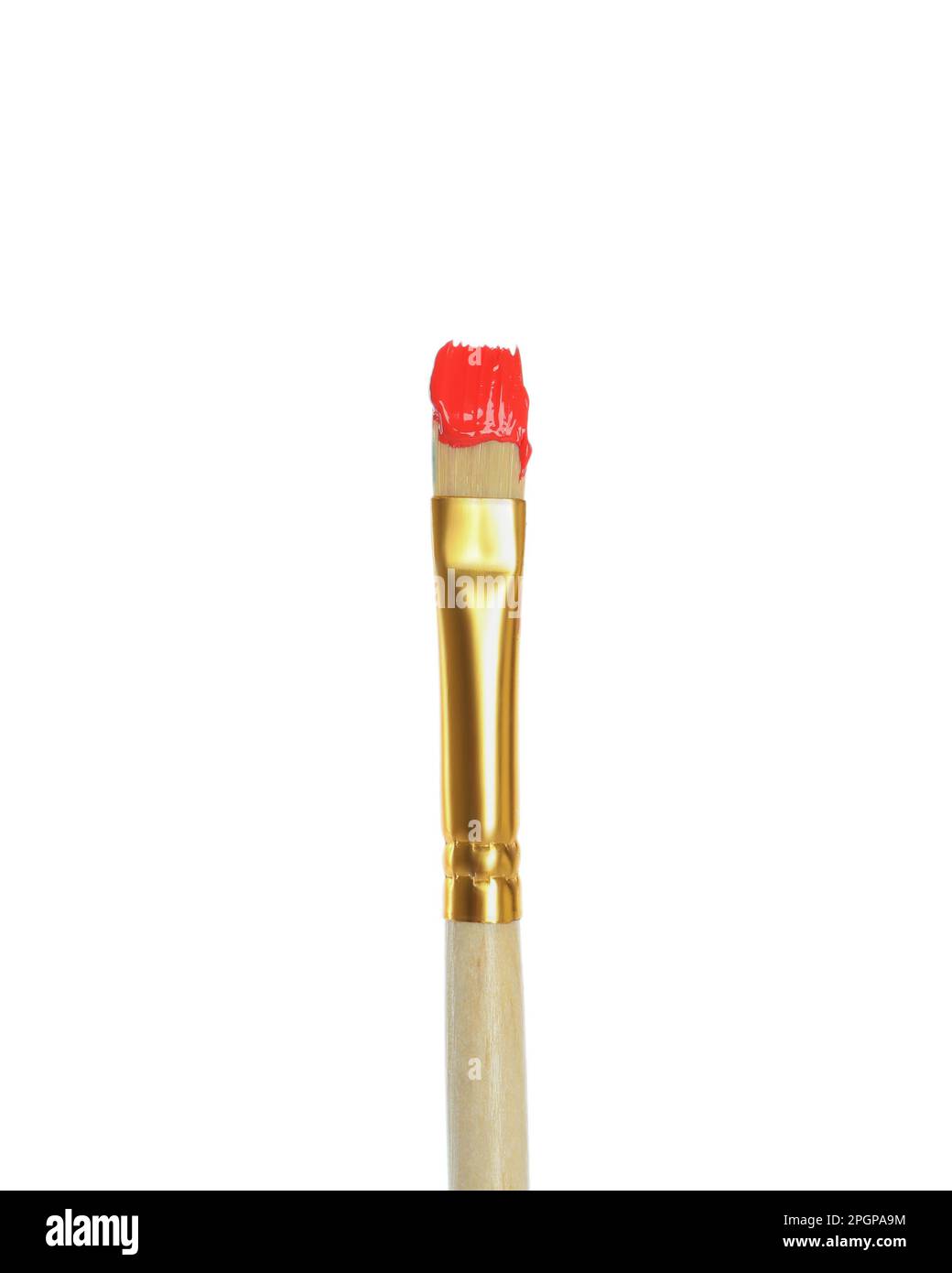 Brush with red paint on white background Stock Photo - Alamy