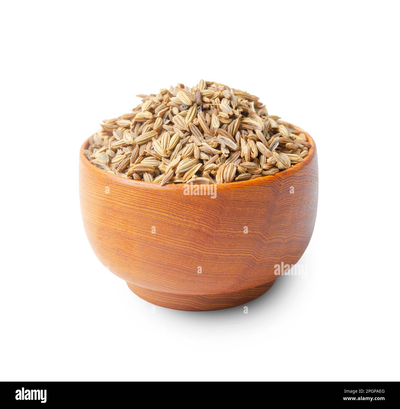 Dried Fennel Seeds in wooden cup isolated on white background, Save ...