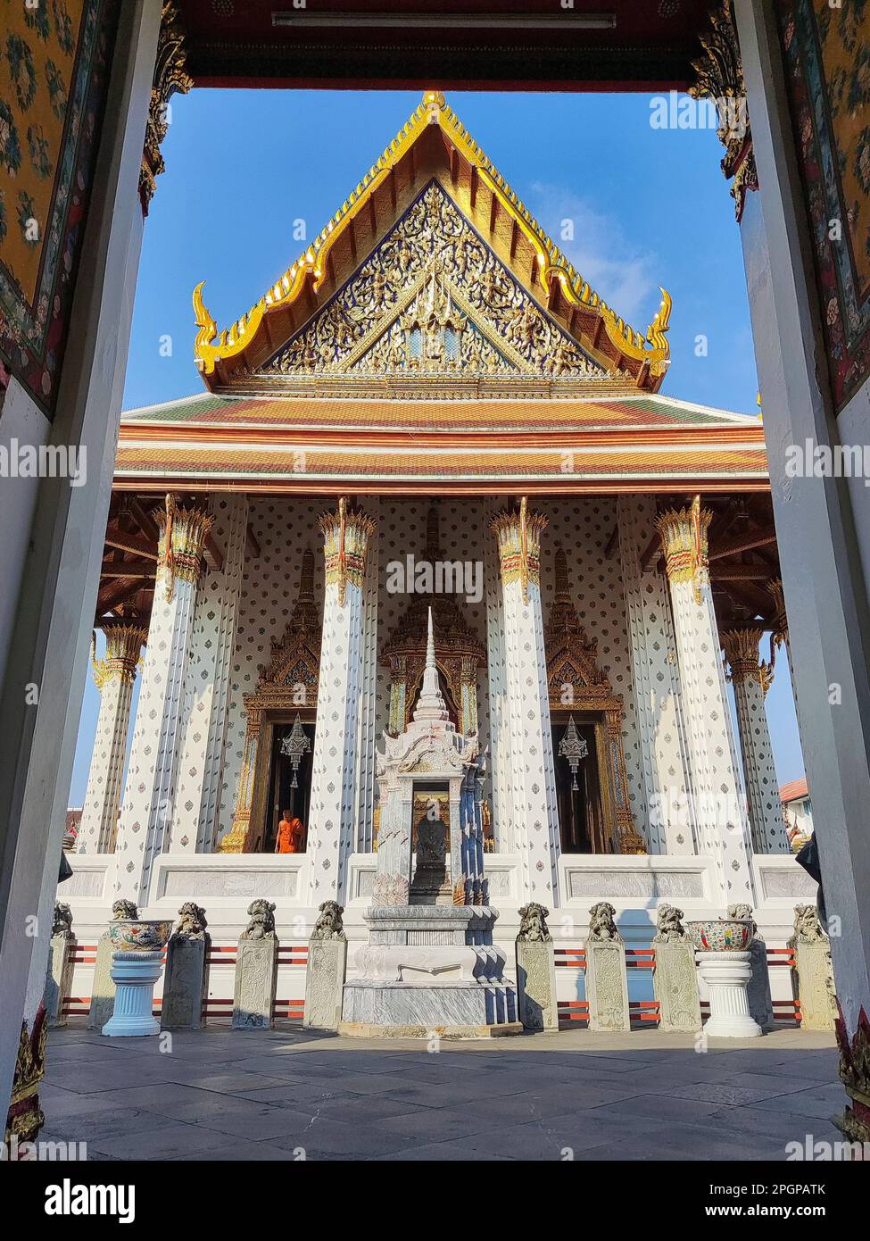 View of the Ordination Hall in Wat Arun. The ubosot or ordination hall ...