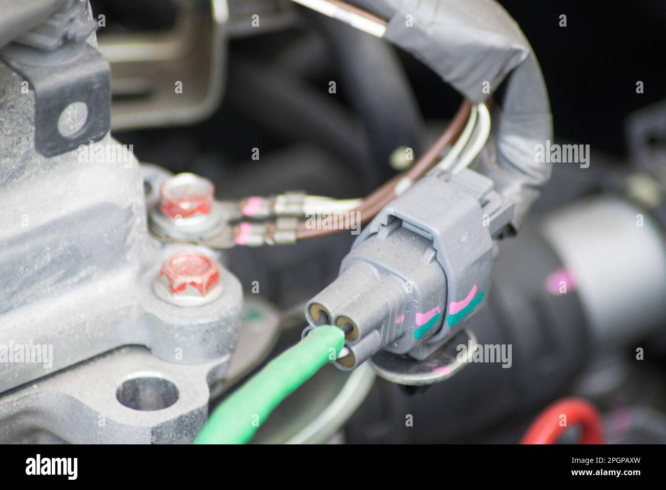 Automotive connector of the car in the engine compartment, automotive ...