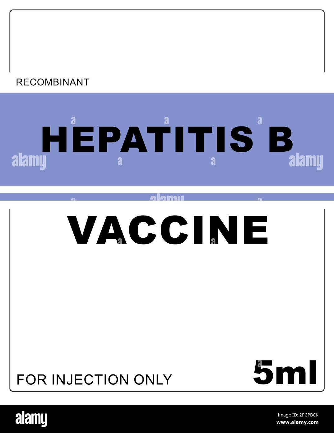 Hepatitis B Vaccine, illustration. Label for injection vial Stock Photo ...