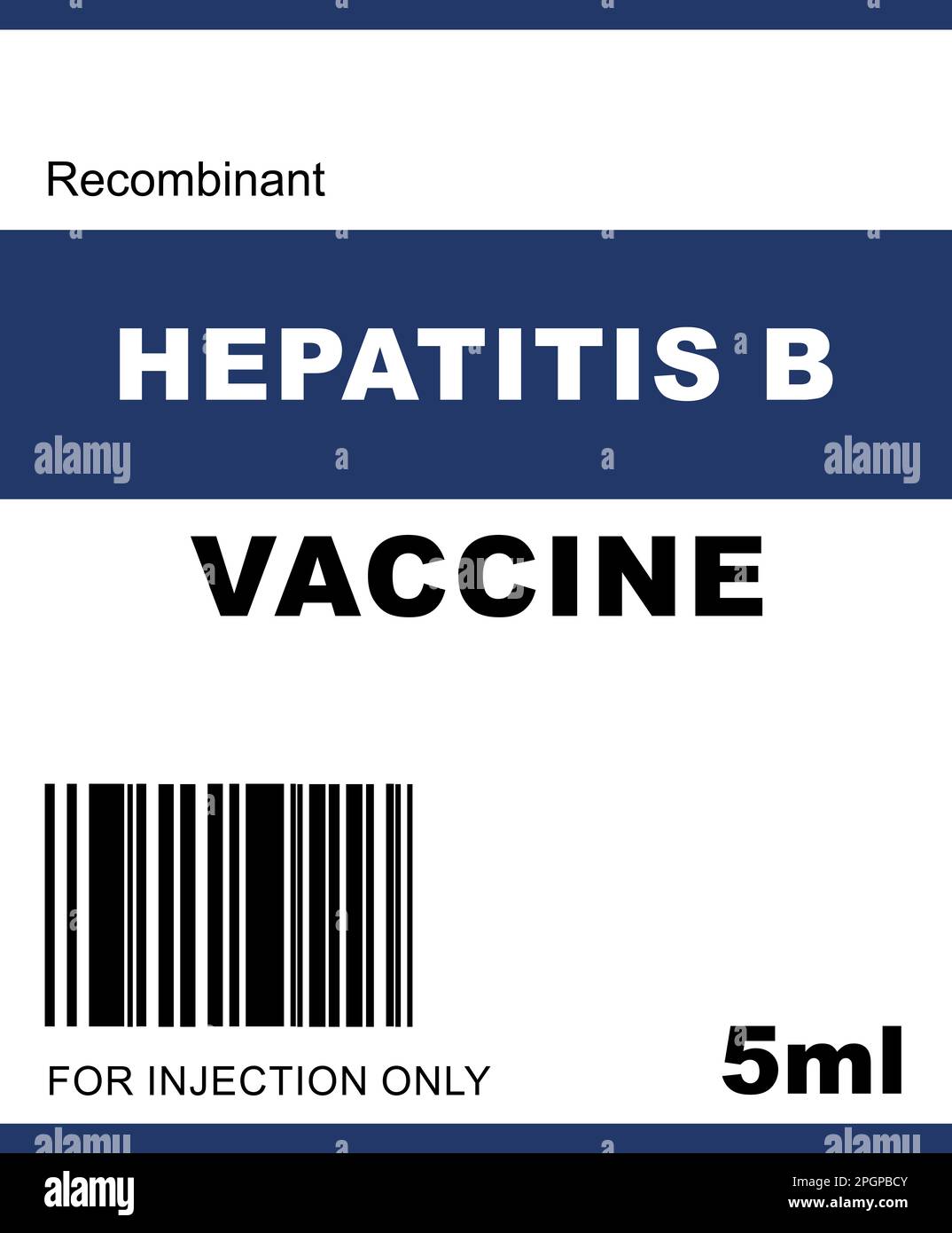 Hepatitis B Vaccine, illustration. Label for injection vial Stock Photo ...