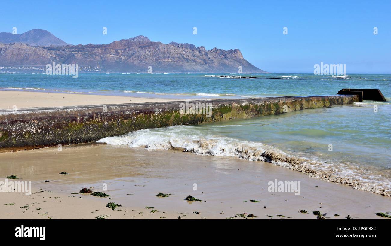 view of the sea and mountains in Strand, Gordon's Bay Cape Town Stock ...