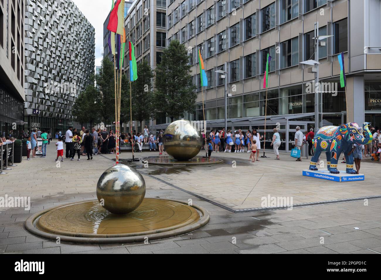 St Pauls Square, Sheffield city centre England UK, Tramlines festival ...