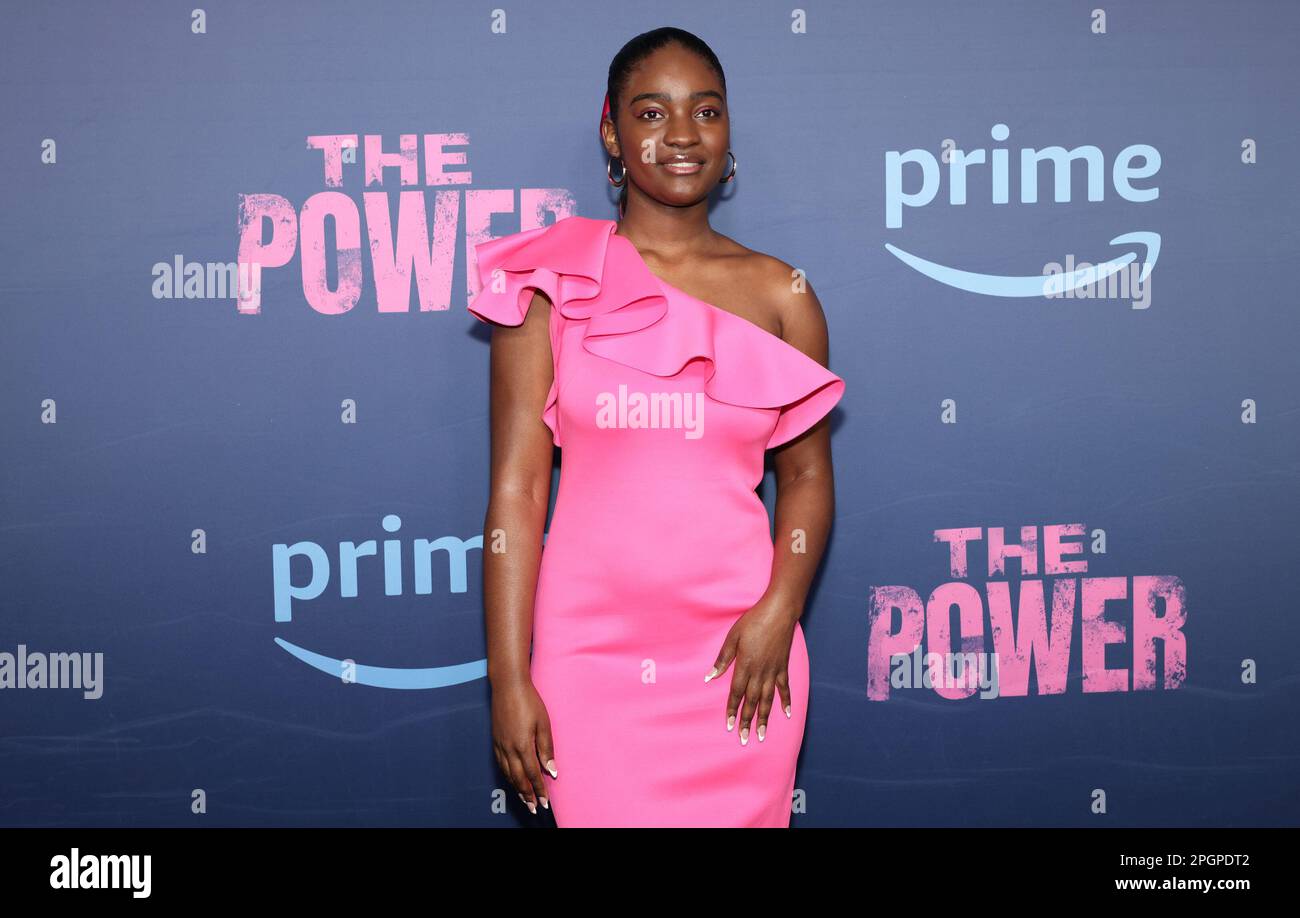 Halle Bush attends the premiere for the Prime Video series "The Power ...