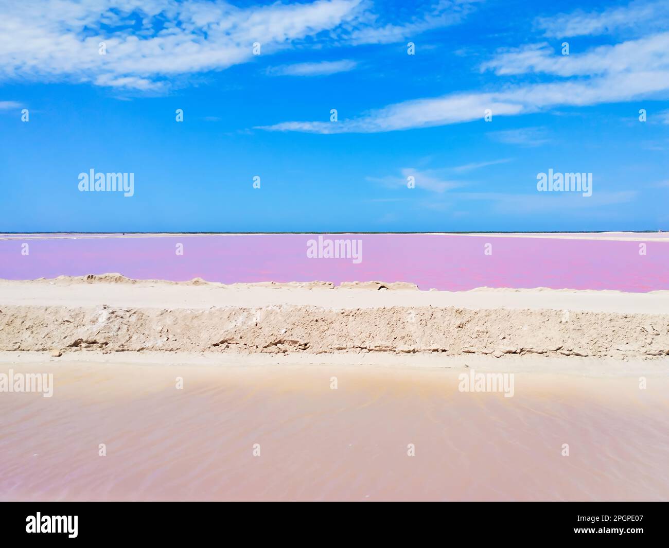 Salt pink lagoon in Las Coloradas, Yucatan, Mexico Stock Photo - Alamy
