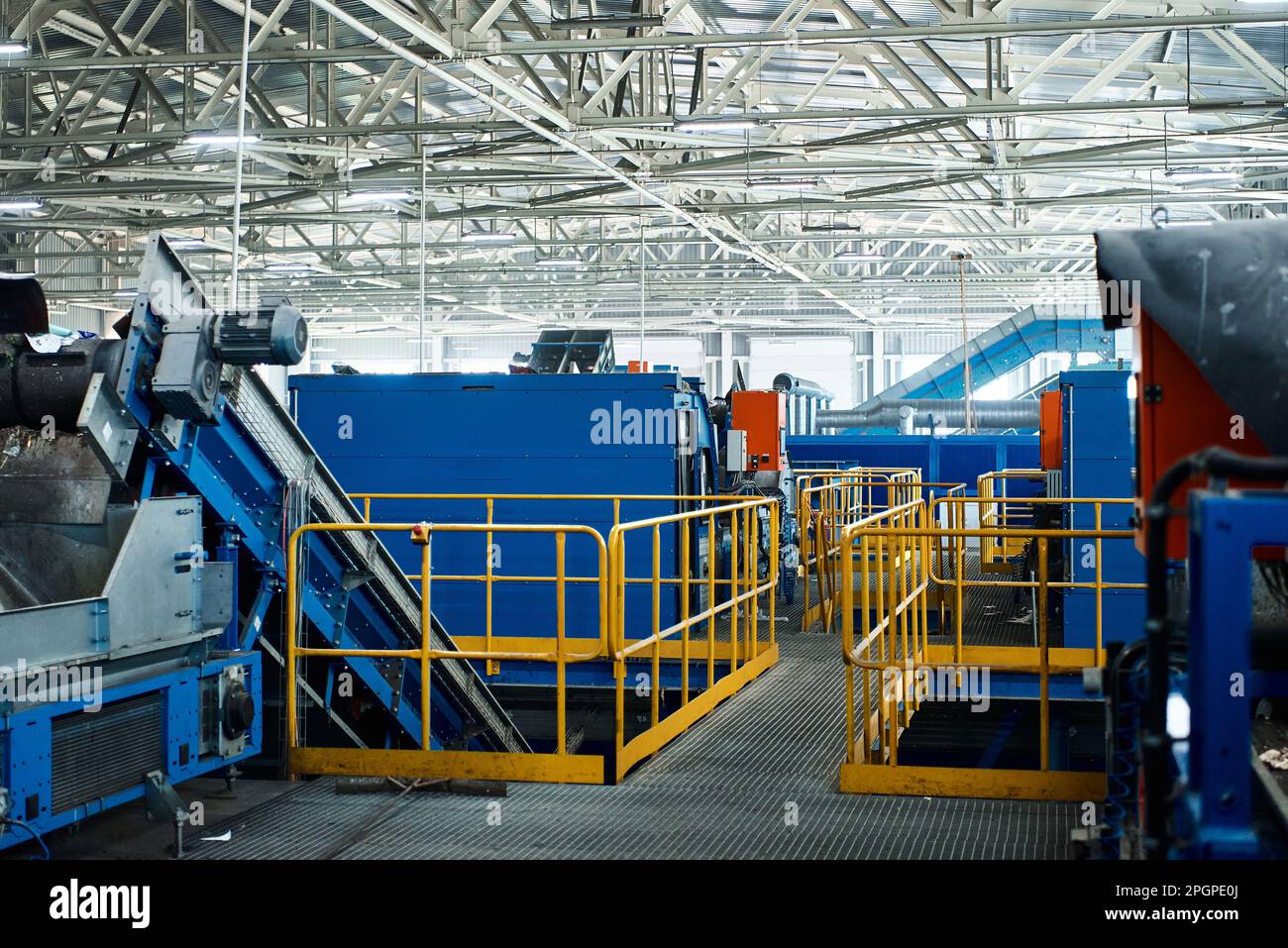 Production line with conveyors at waste recycling plant Stock Photo - Alamy
