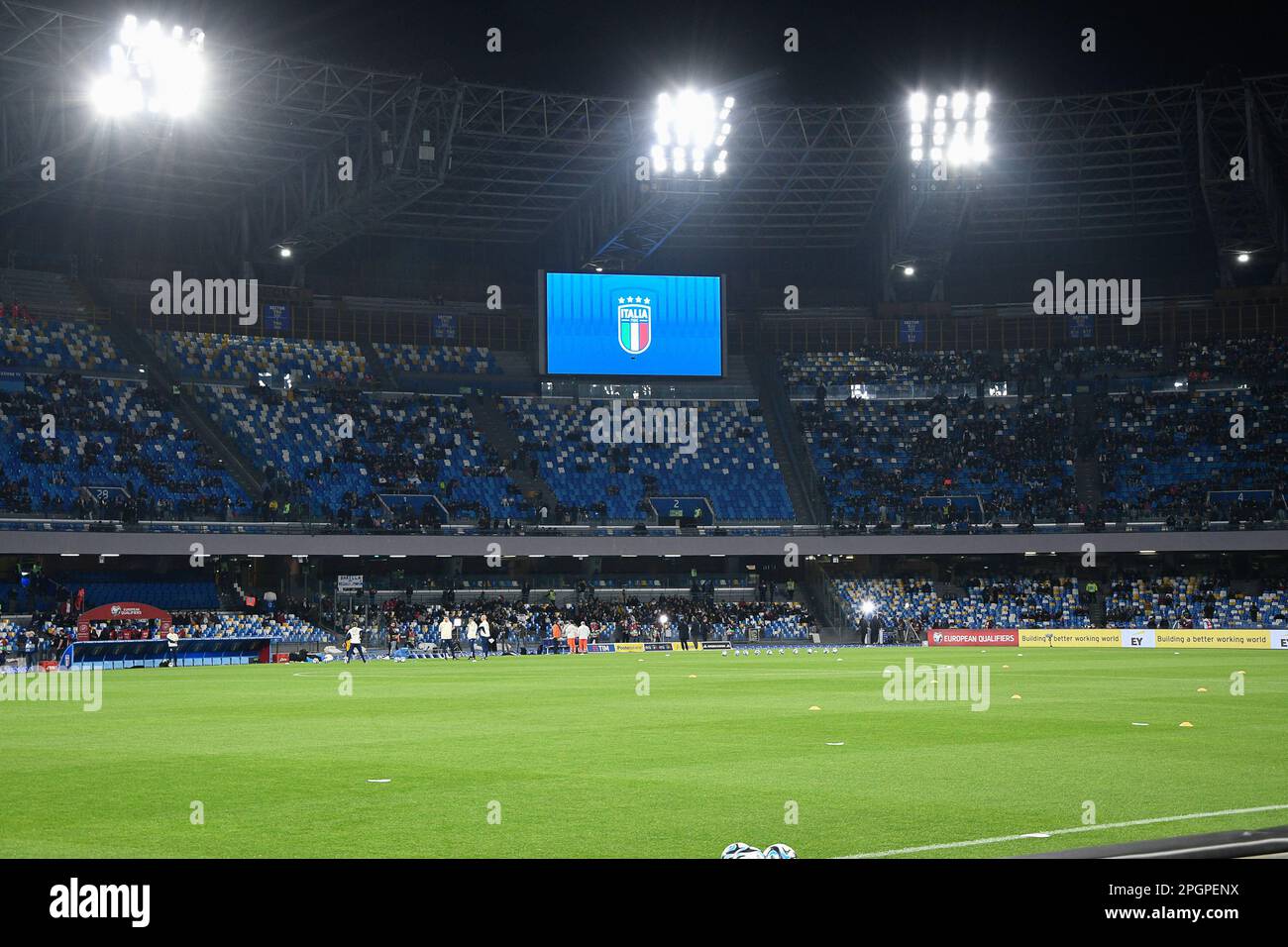 the view of the Diego Armando Maradona stadium in Naples during ...