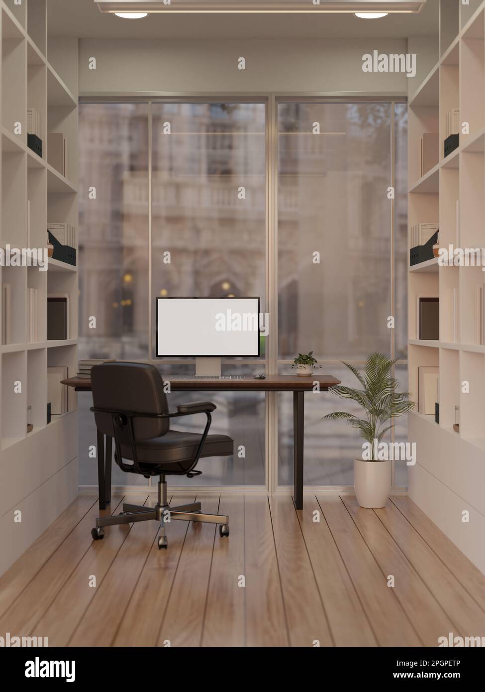 Minimal Scandinavian Office Workspace Interior Design With Computer