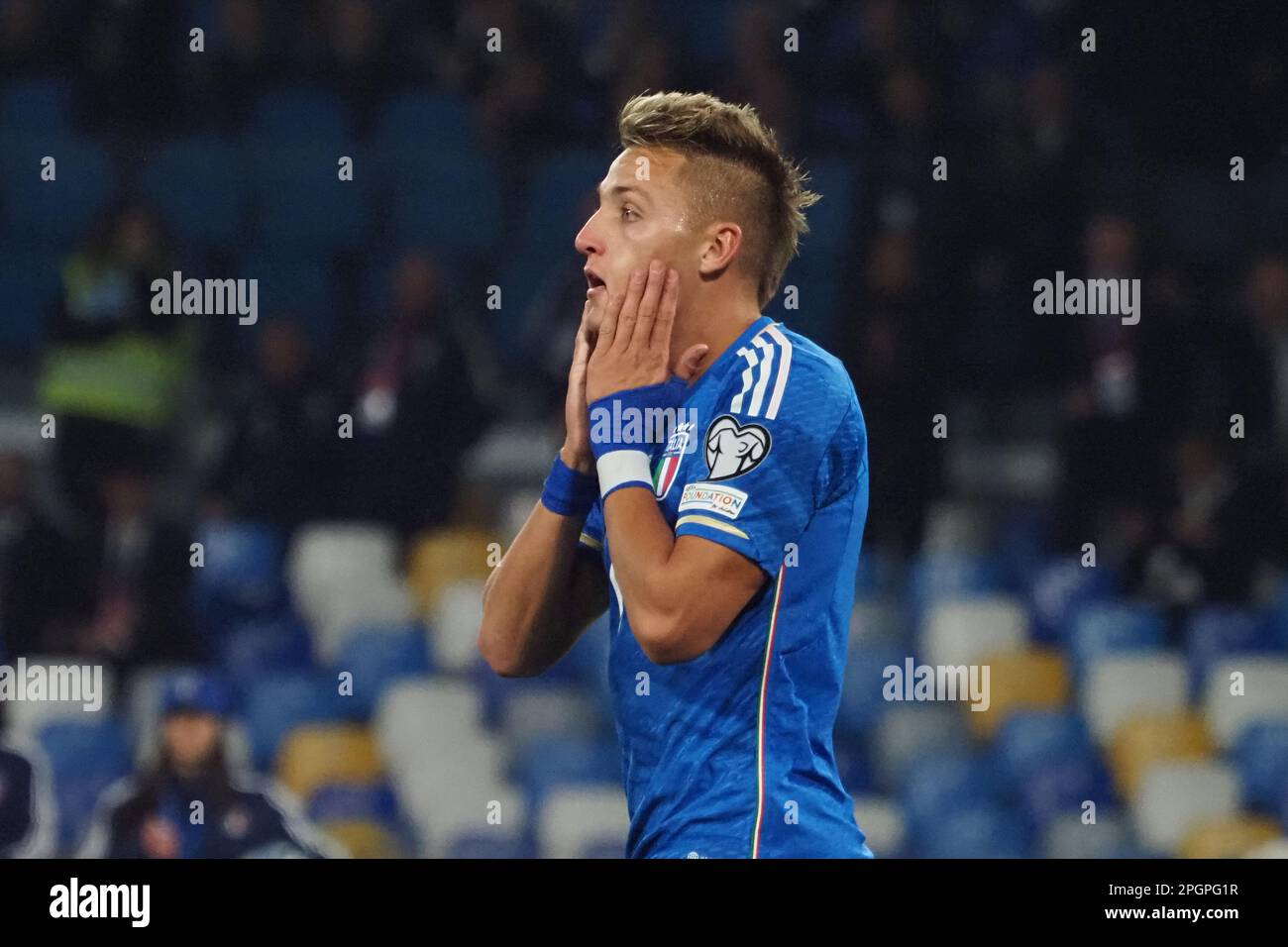 Napoli, Italy. 23rd Mar, 2023. Mateo Retegui player of Italy, during ...