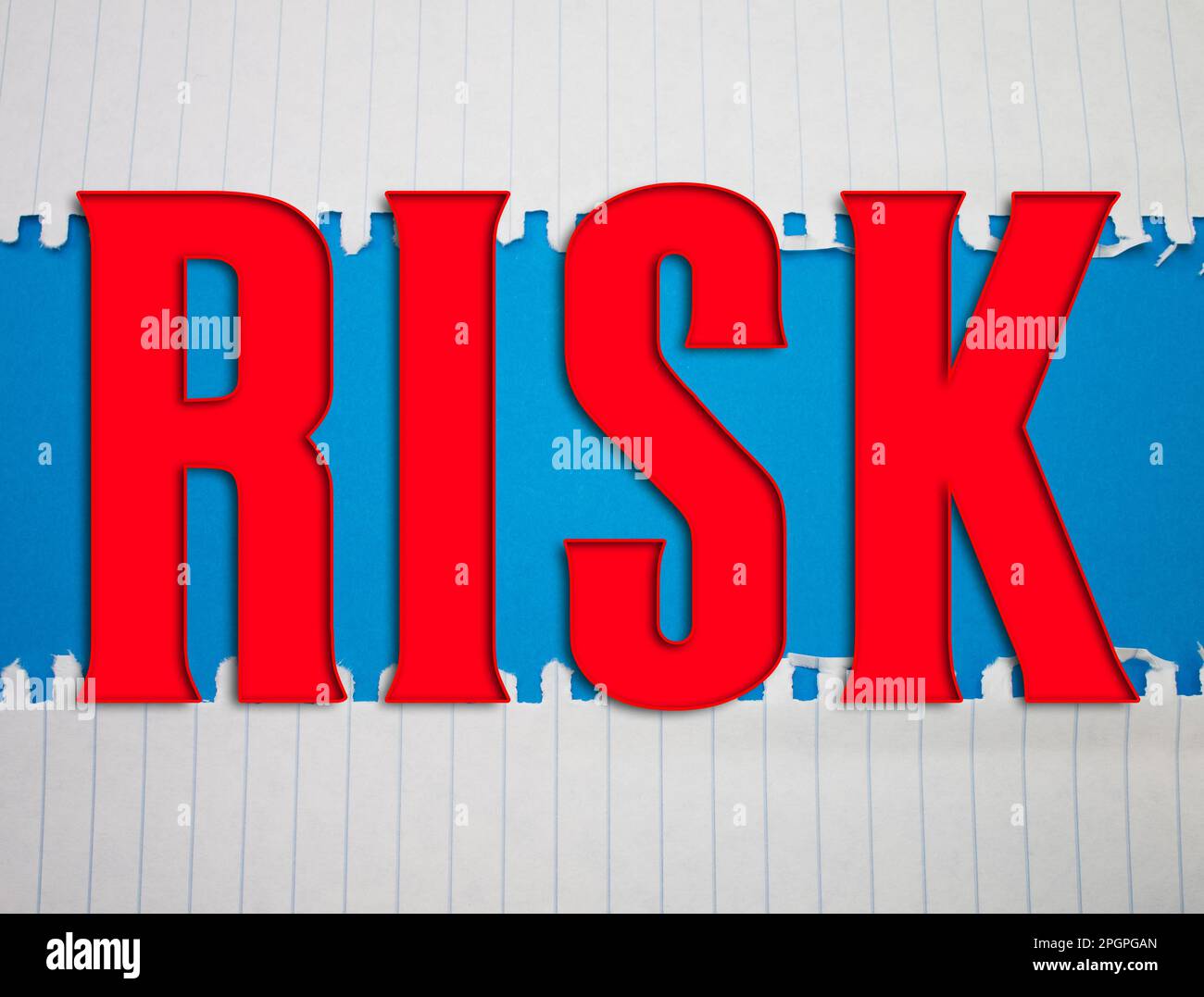 Risk text with Torn, Crumpled White Paper on colored background Stock ...