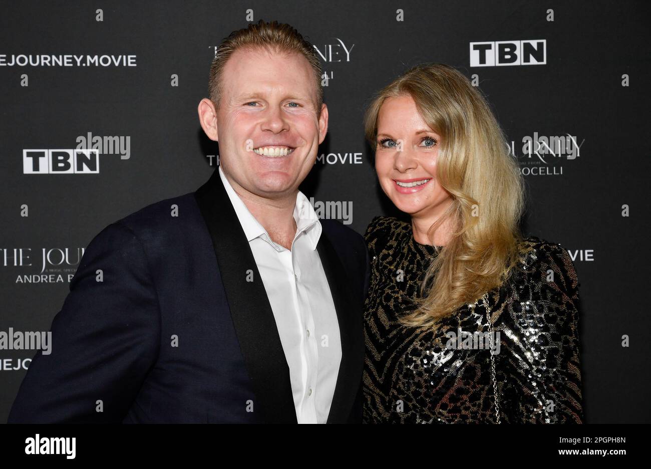 Andrew Giuliani, left, and wife Živilė Rezgytė attend the premiere "The ...