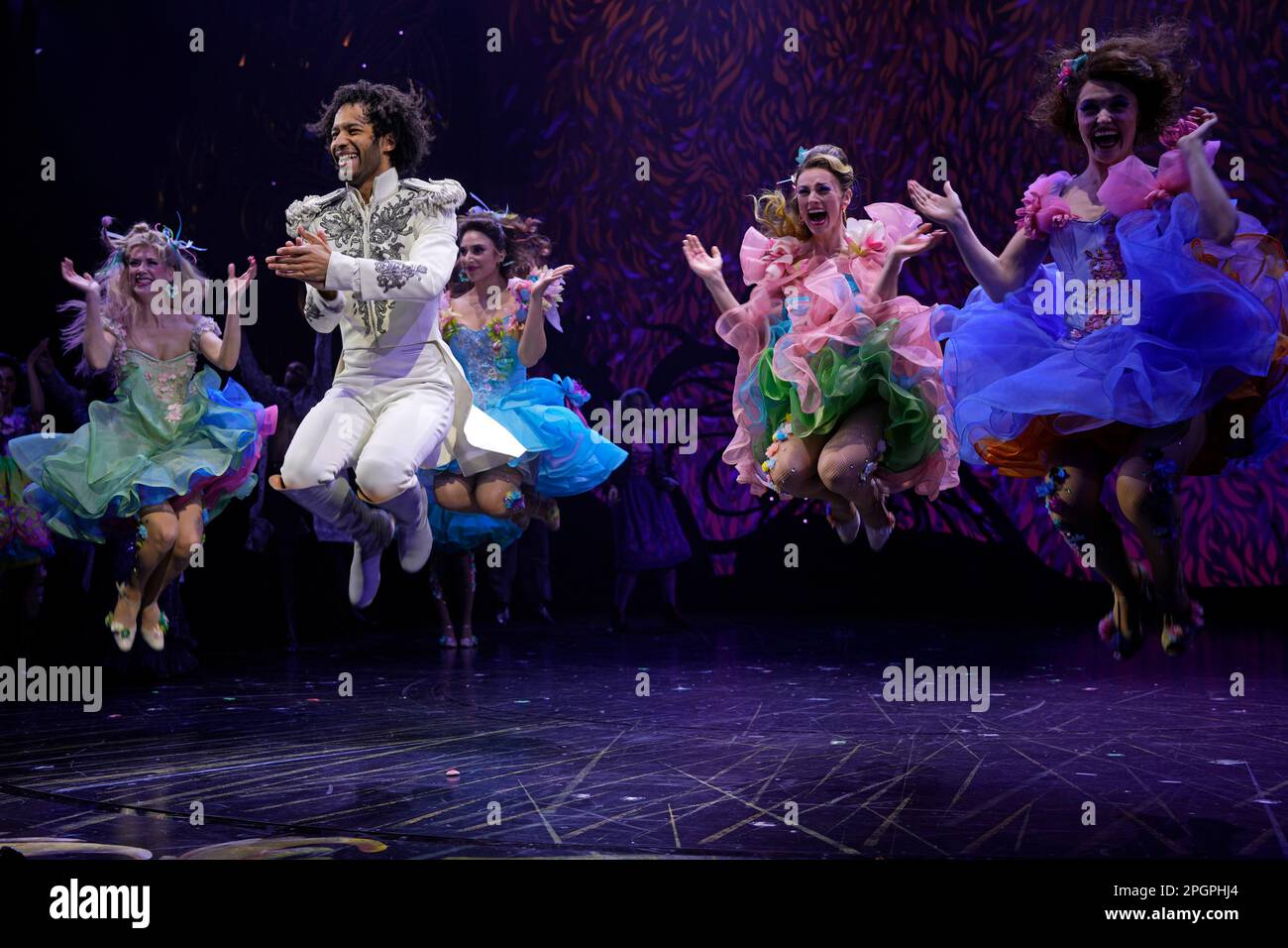 Jordan Dobson, second from left, appears at the curtain call for "Bad ...