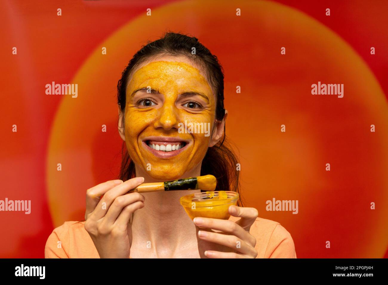 Homemade diy face mask made of turmeric, honey and yoghurt for uneven ...