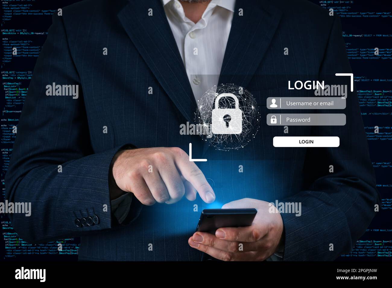 Login using digital device. Man hand using online banking E-commerce ...