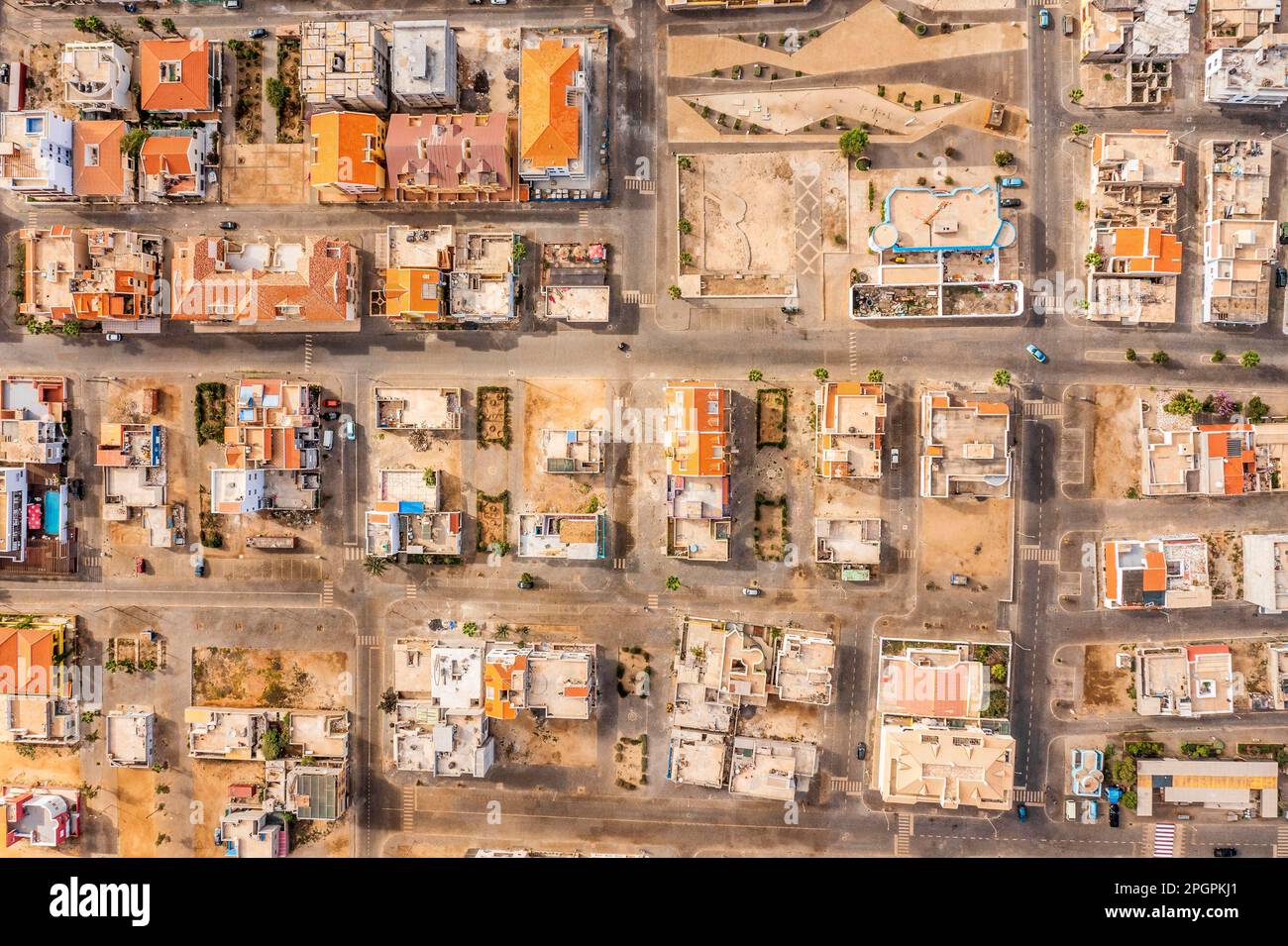 Aerial view of Santa Maria, the main touristic resorts town on Sal ...