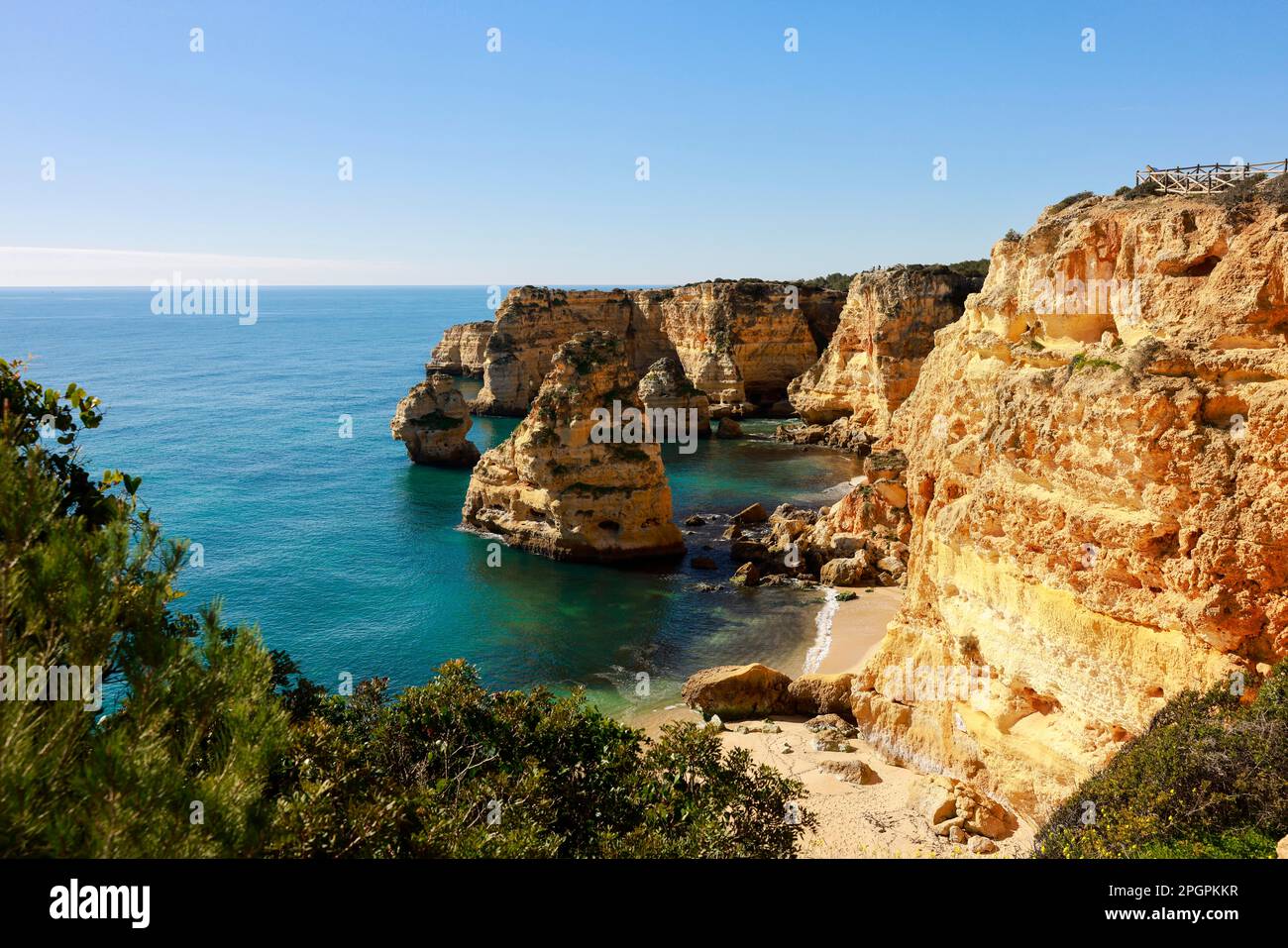 Beautiful cliffs and rock formations by the Atlantic Ocean at Marinha ...