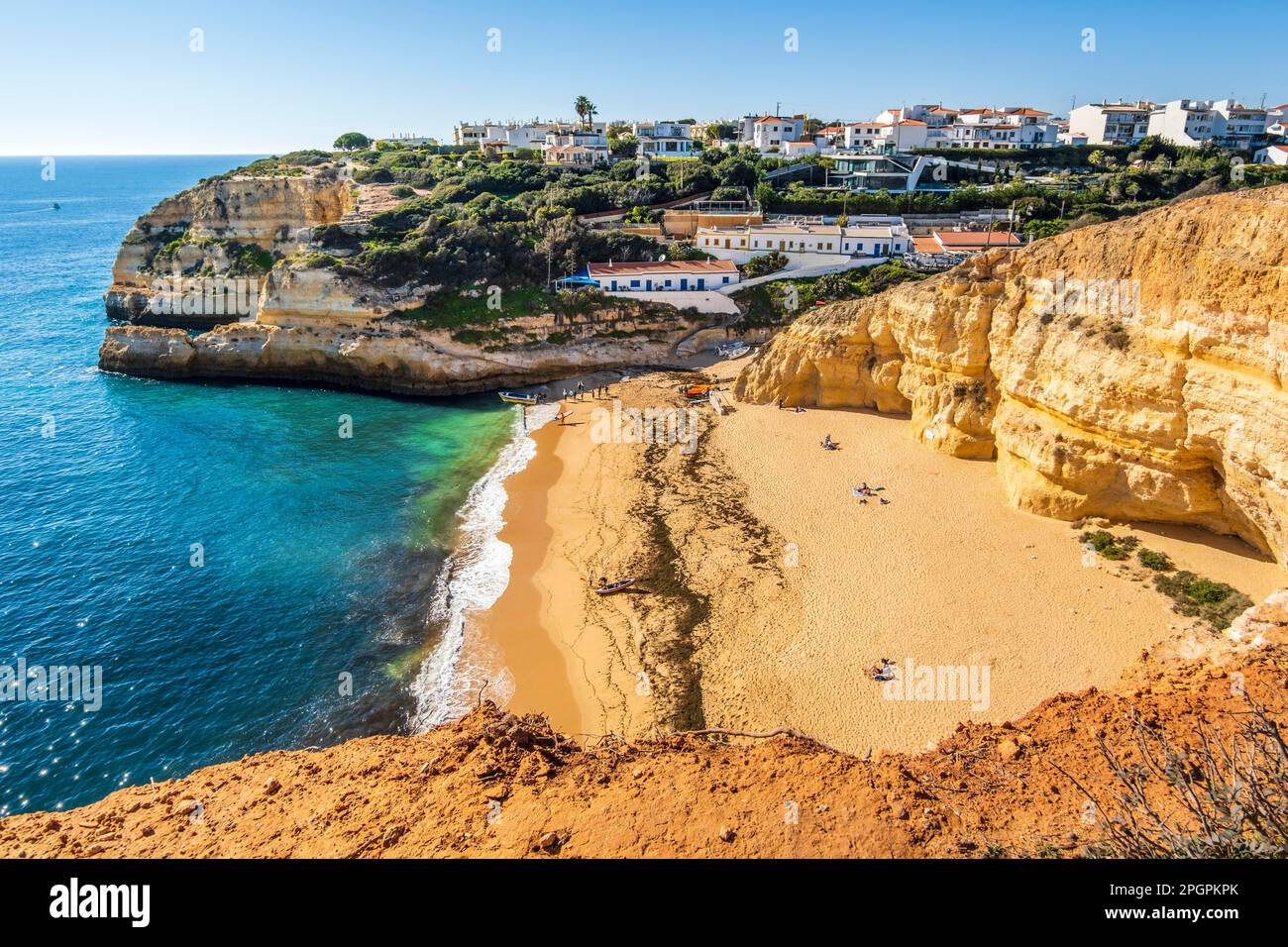 Beautiful Benagil town and Benagil beach by the Atlantic Ocean in ...