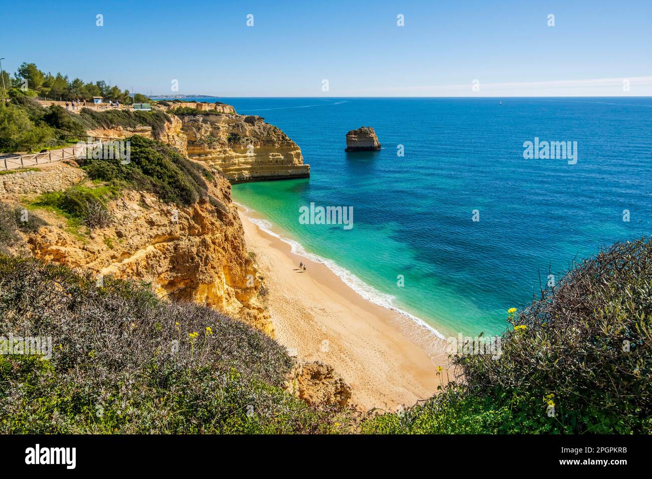 Beautiful cliffs and rock formations by the Atlantic Ocean at Marinha ...