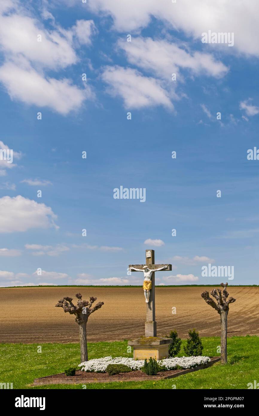 Field cross with Christ figure Stock Photo - Alamy