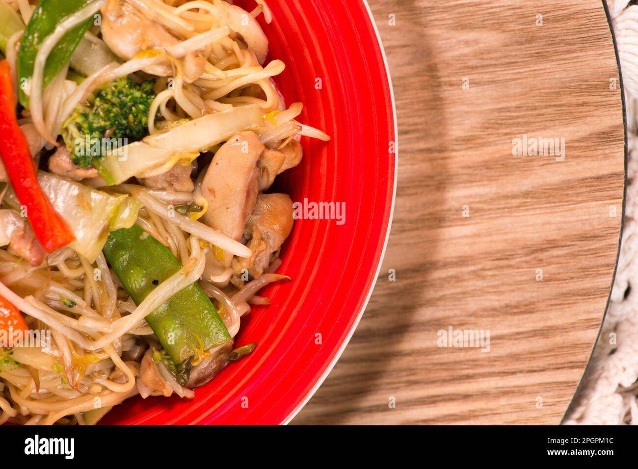 Sauted noodles with vegetables Peruvian food buffet table Assorted ...