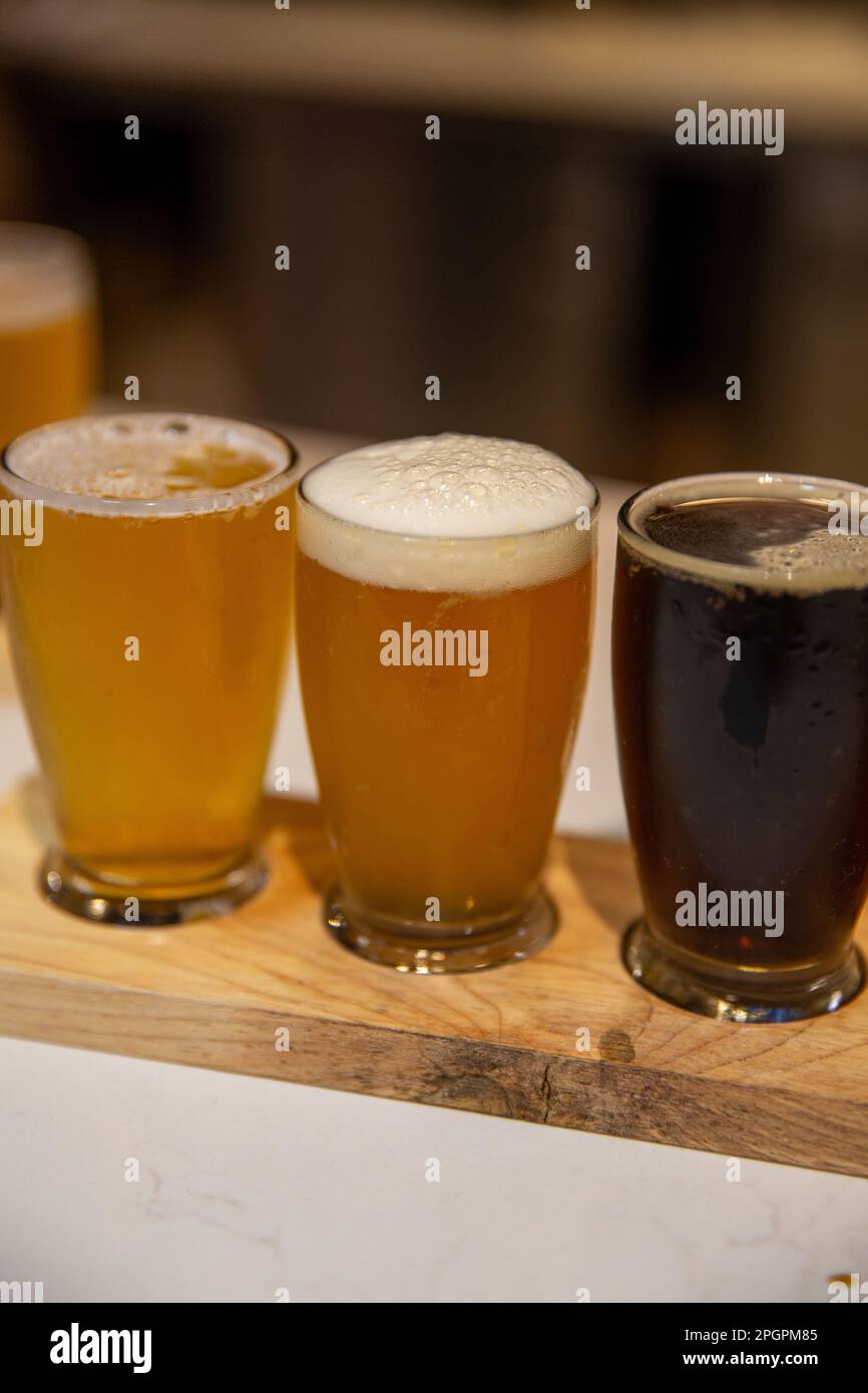 Three beer sampling to try Stock Photo - Alamy