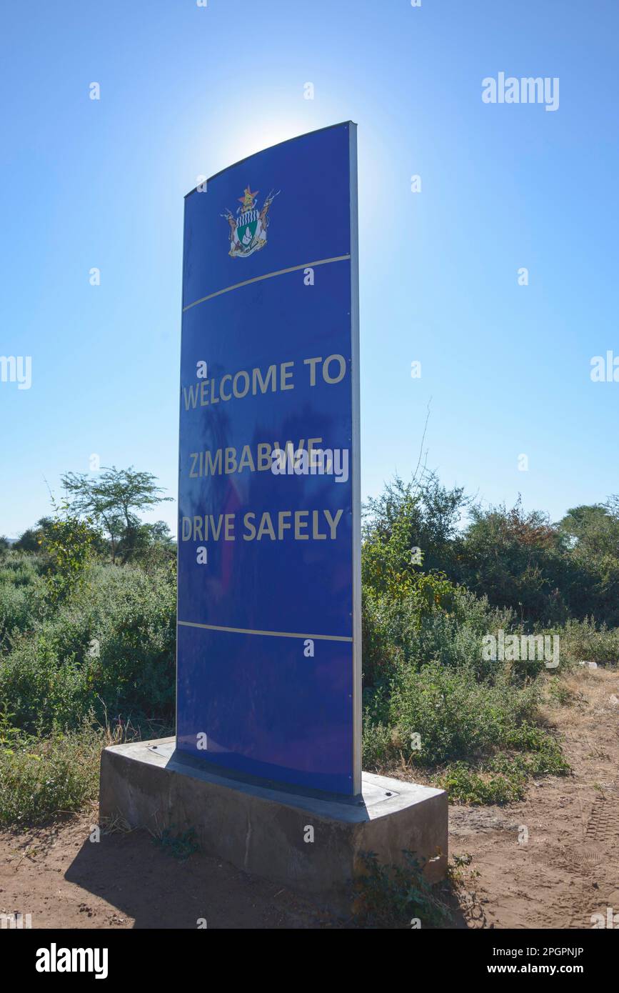 Sign, Welcome to Zimbabwe, Zimbabwe Stock Photo - Alamy
