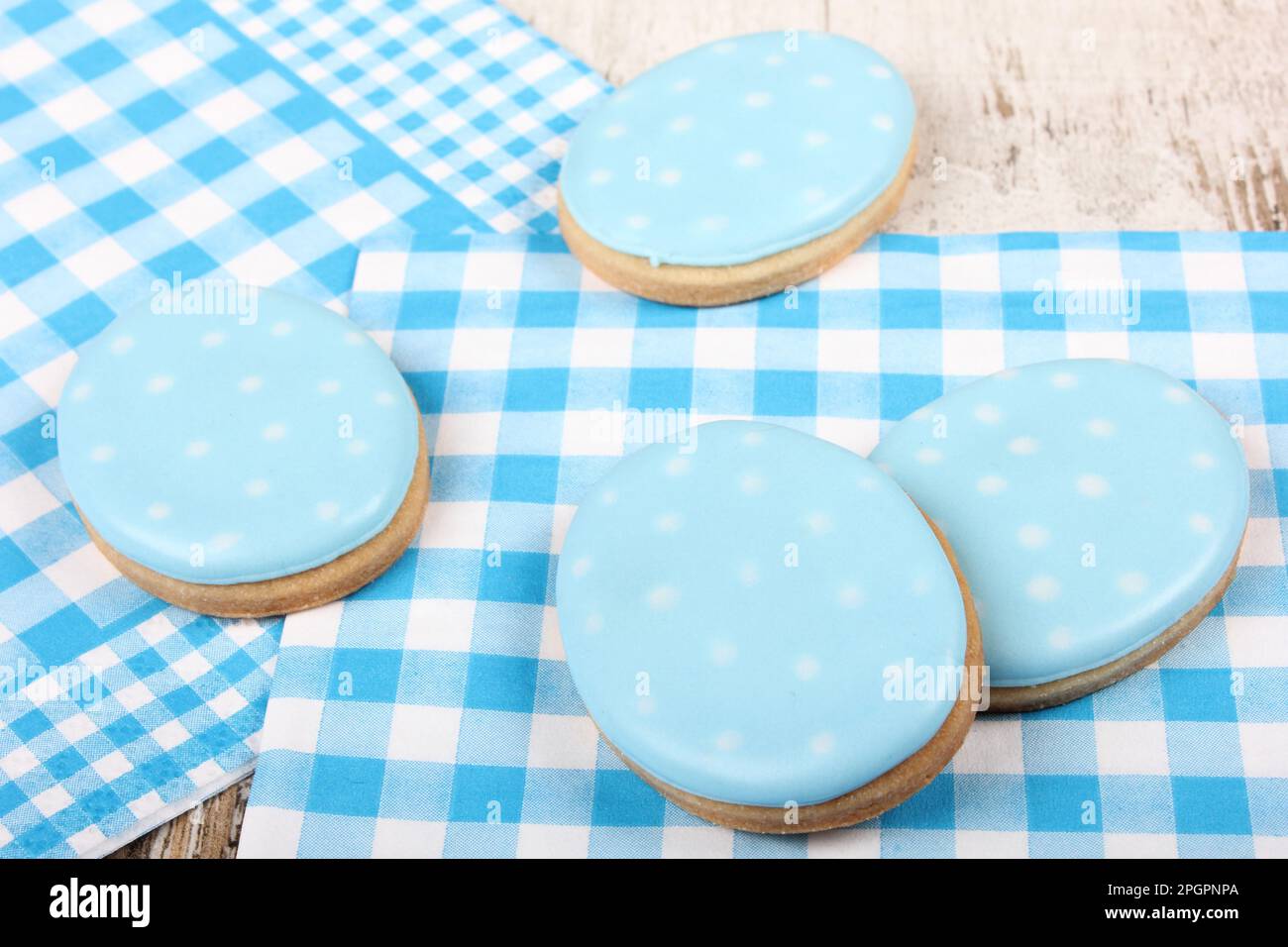 Easter egg shaped biscuits, shortbread, icing, frosting Stock Photo - Alamy