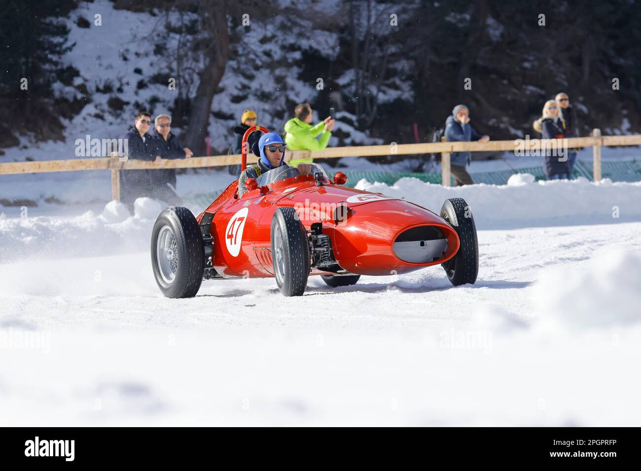 Maserati 250 F on the frozen lake, built in 1955, The ICE, St. Moritz ...