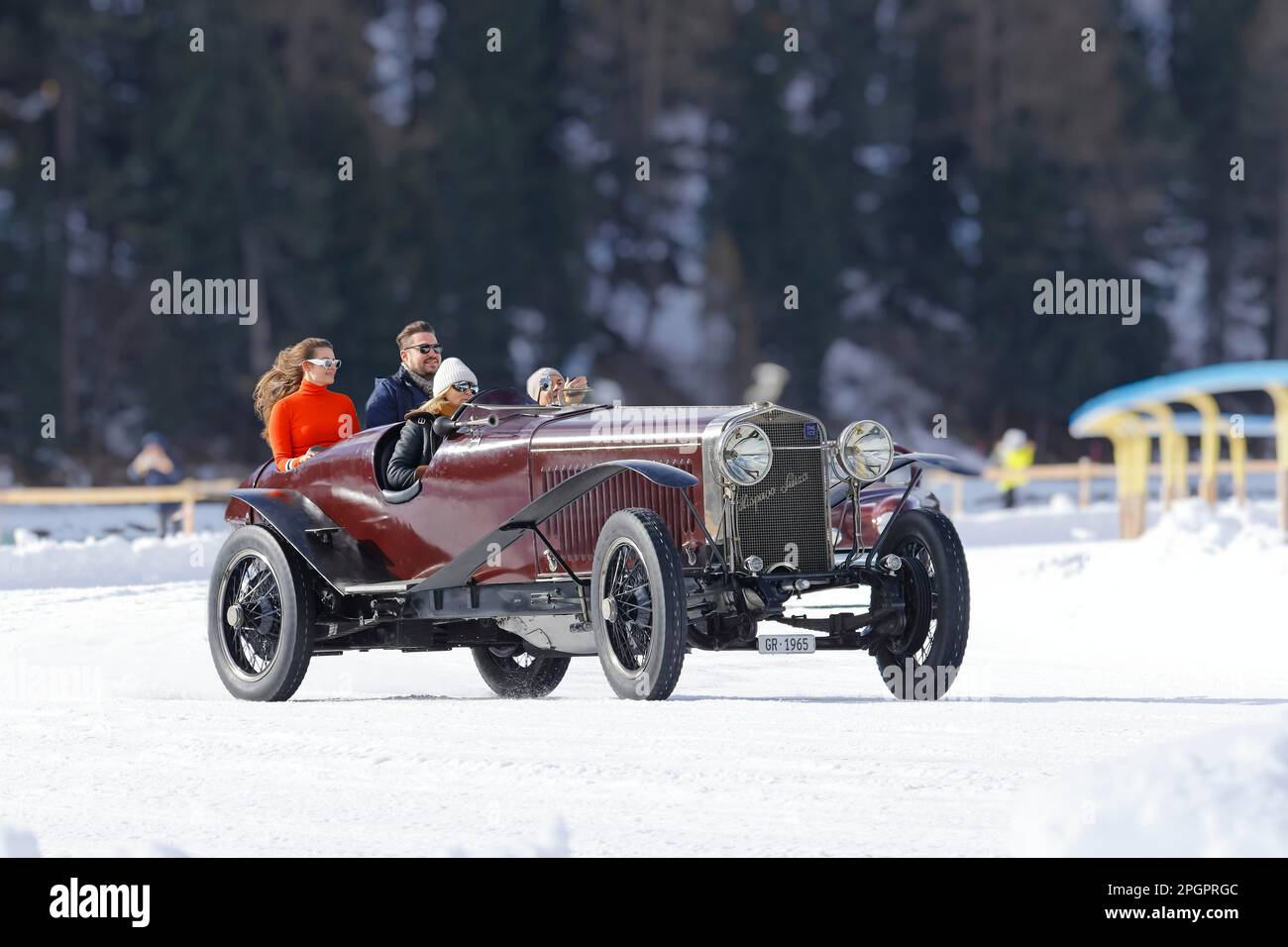 Hispano Suiza H6C on the frozen lake, built 1925, The ICE, St. Moritz ...