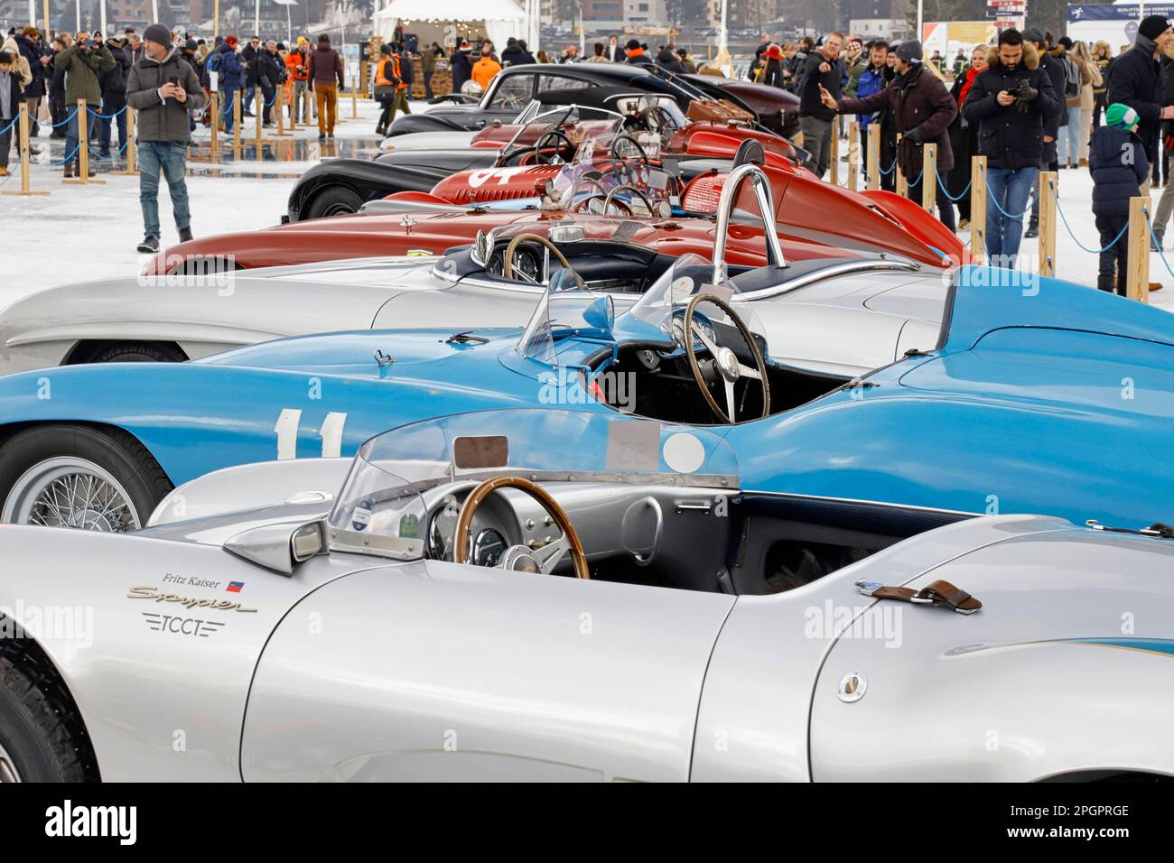 Classic car Concours dElegance on the frozen lake, The ICE, St. Moritz ...