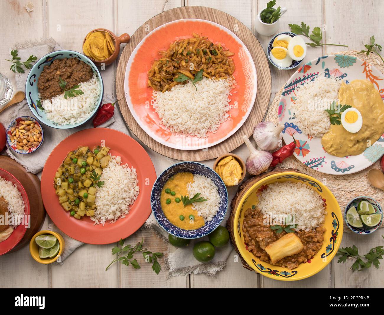 Peruvian food buffet table Stock Photo - Alamy