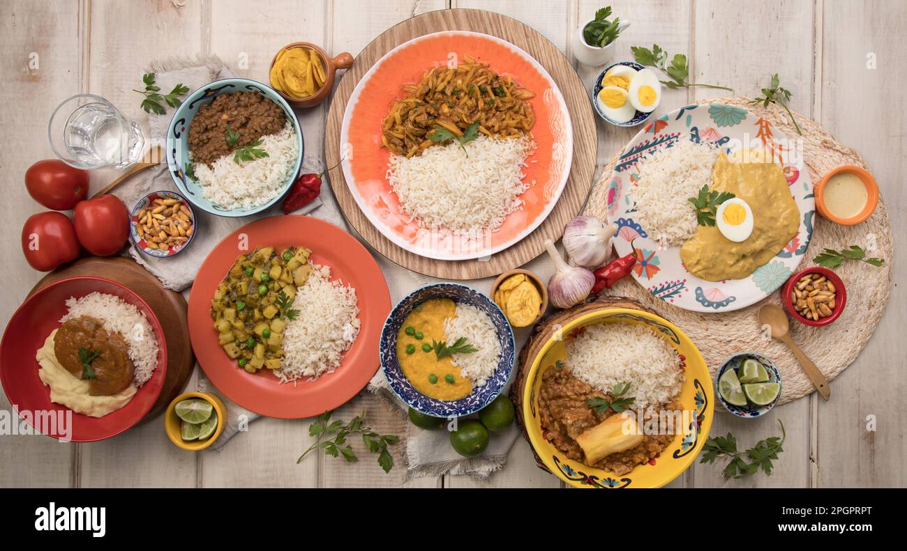 Peruvian food buffet table Stock Photo - Alamy