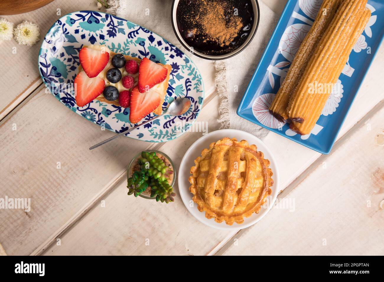 Peruvian desserts buffet table brunch sweet food Stock Photo - Alamy