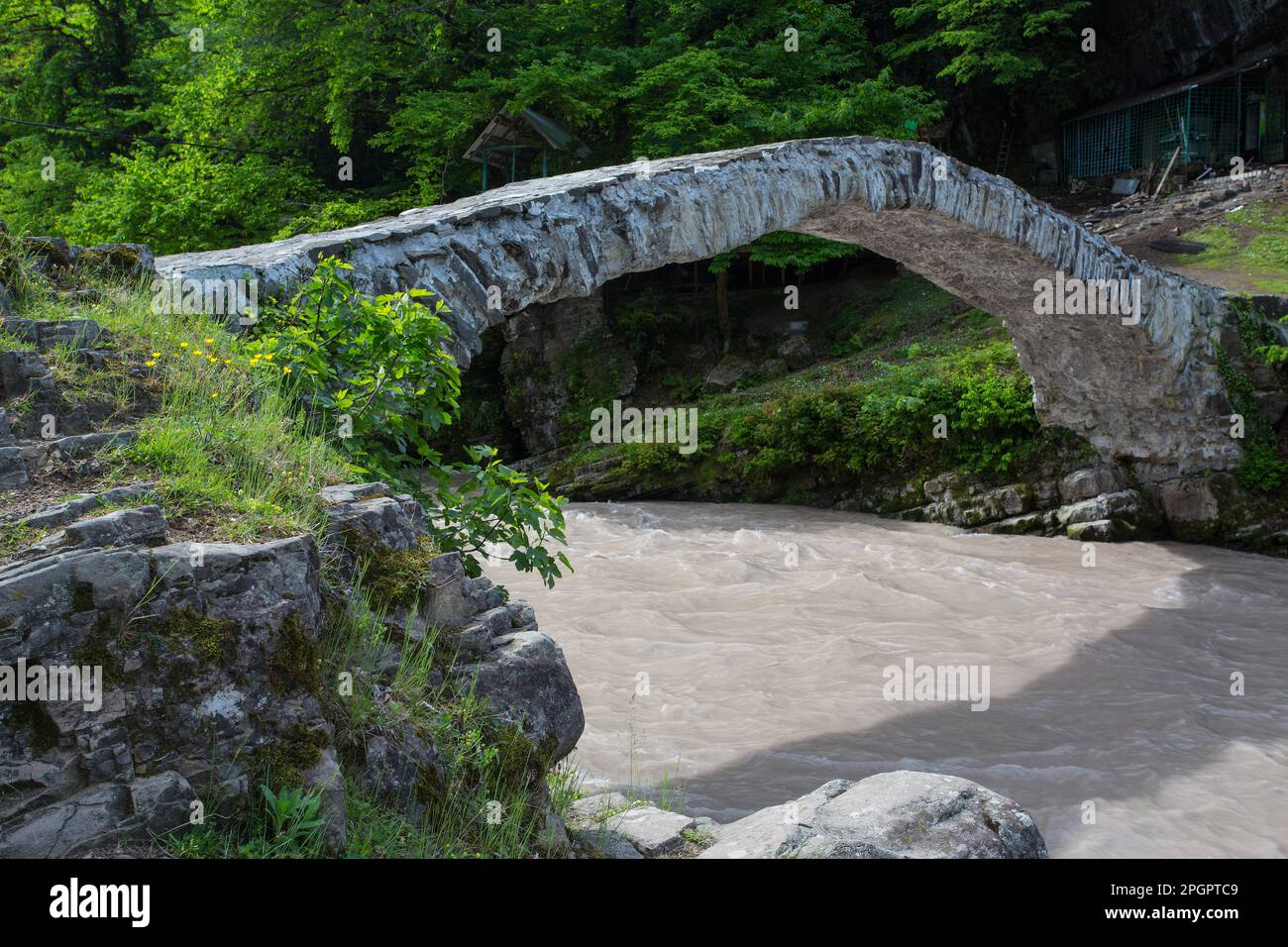 Arch bridge in Machunzeti, Georgia Stock Photo - Alamy