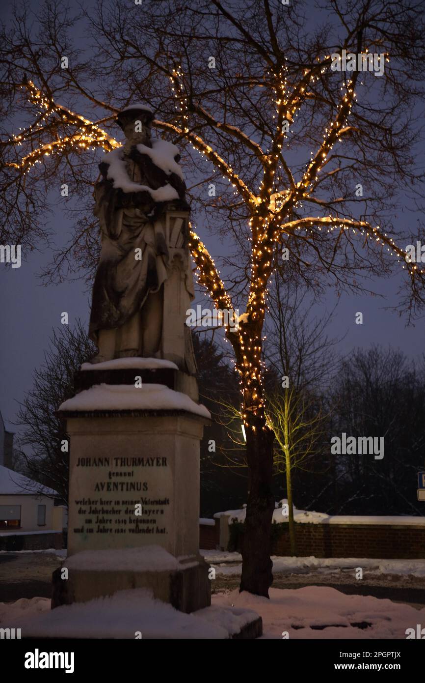 Aventinus Monument, Advent Illumination Abensberg, Bavaria, Germany ...