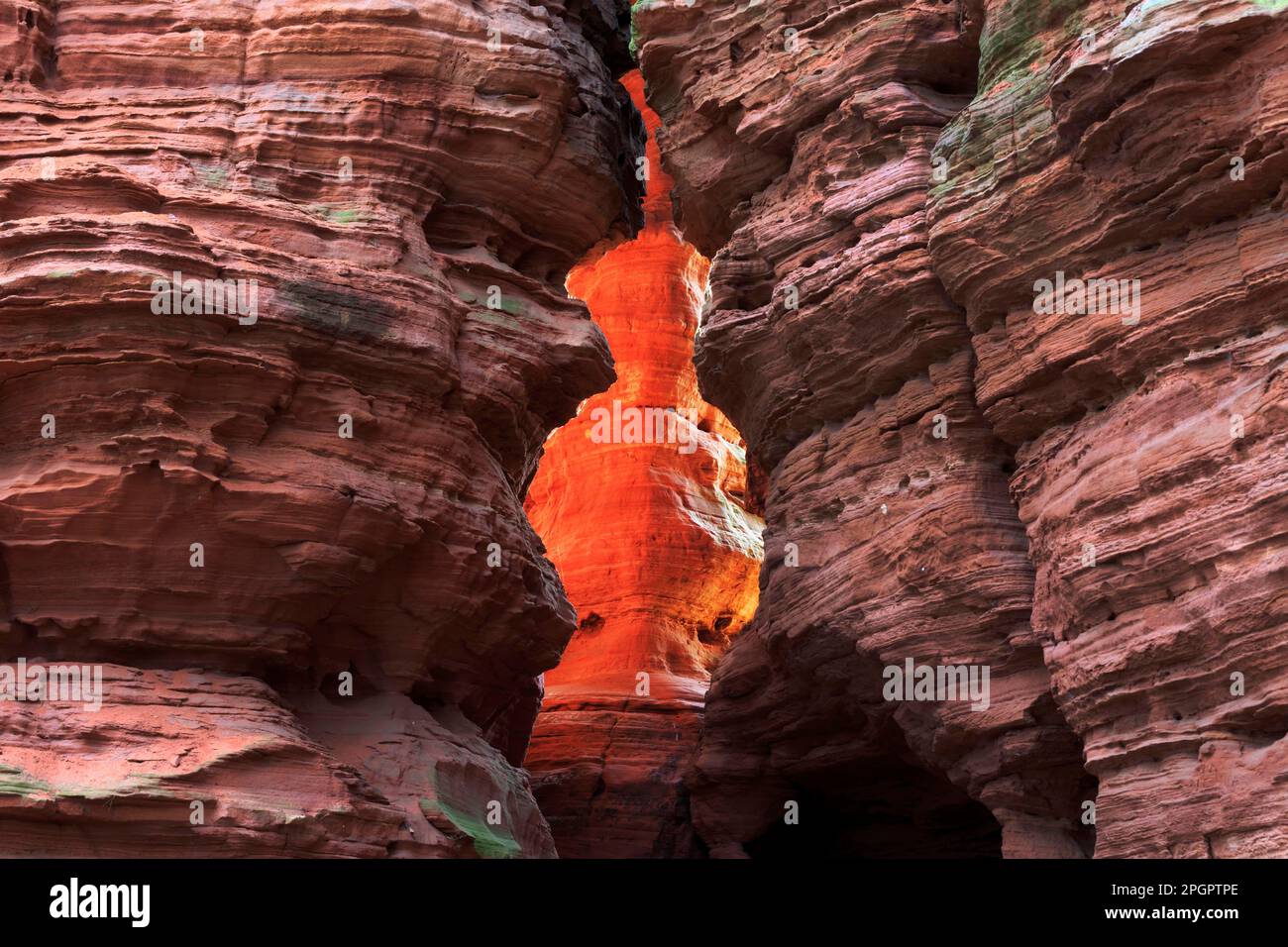 Natural monument, rock glow, old castle rock, Palatinate Forest ...