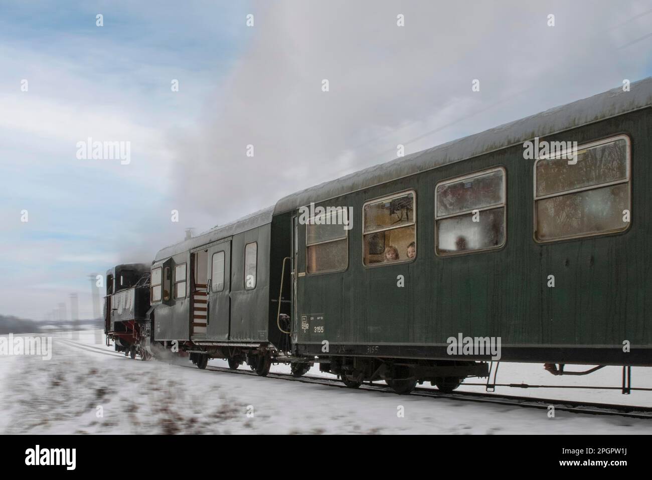 Winter steam locomotive ride of the Steyrtalbahn museum railway in ...