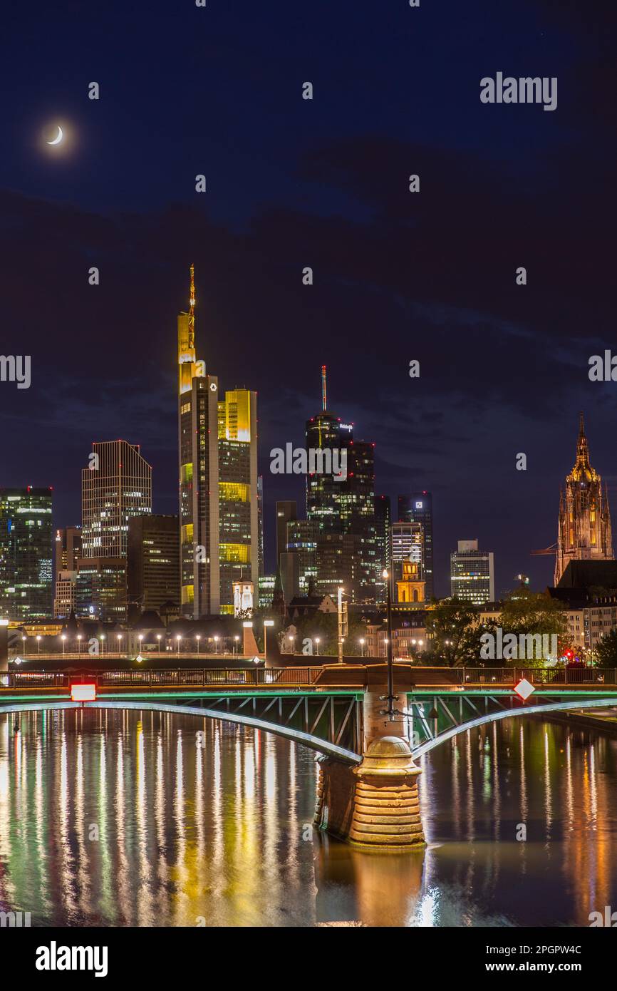 Crescent Moon, Skyline, Frankfurt, Hesse, Germany Stock Photo - Alamy