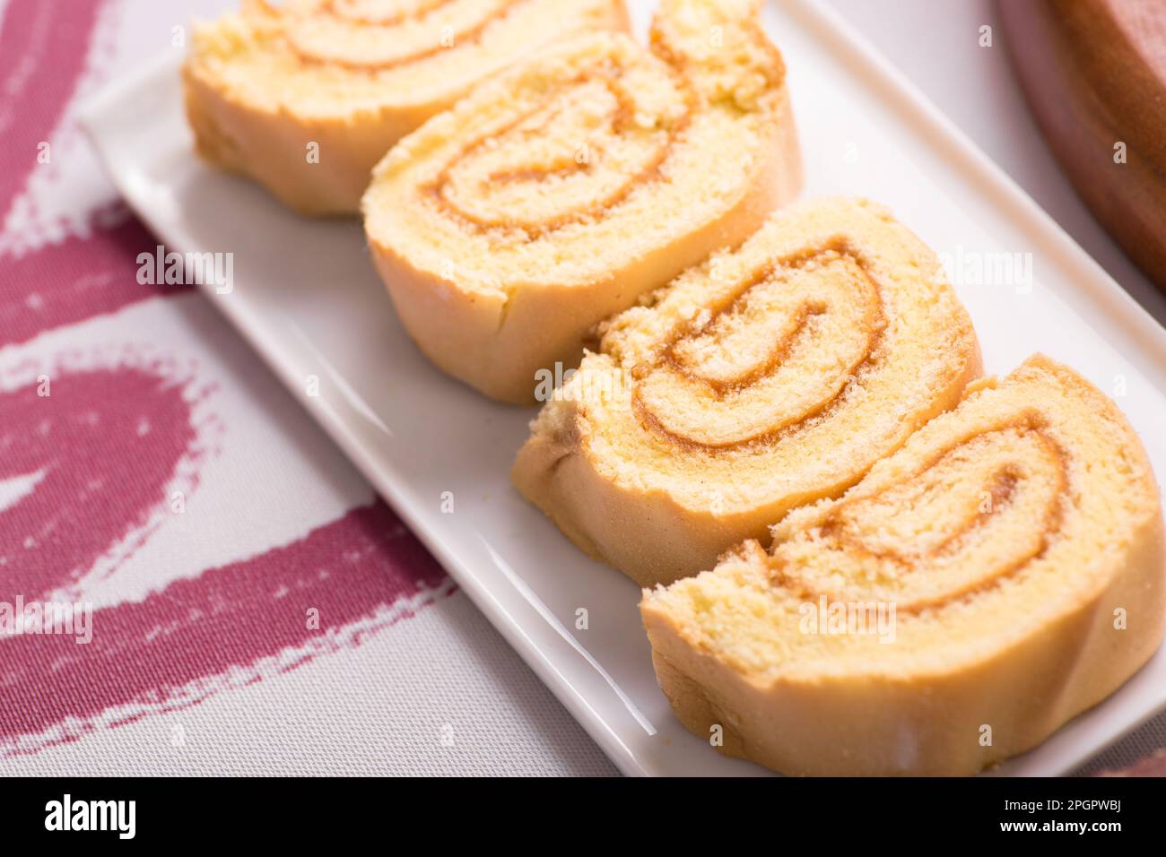 Pionono rolled up cake Peruvian desserts buffet table brunch sweet food ...