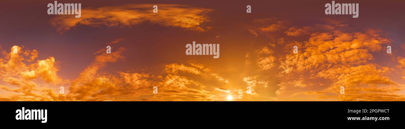 Glowing red orange sunset sky 360-degree panorama in seamless hdr ...