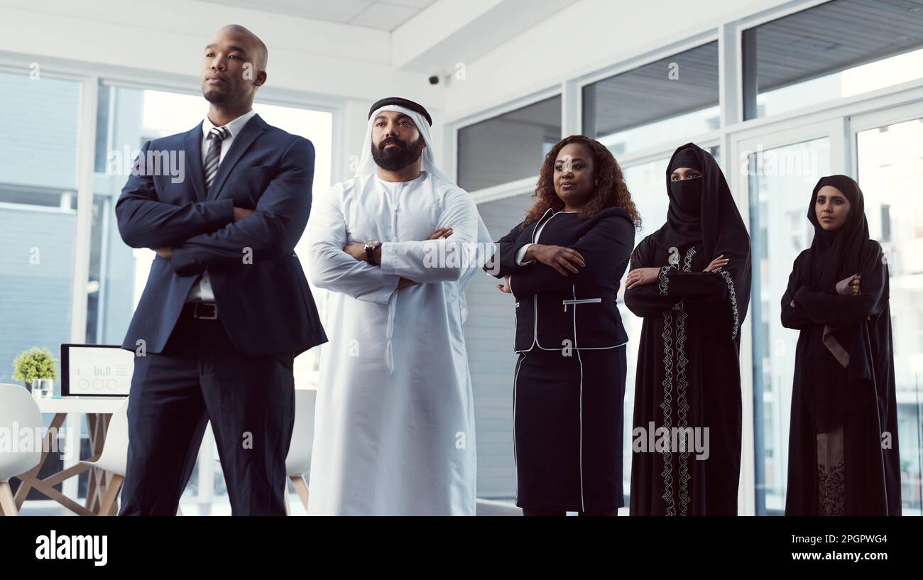 No blurred lines in this business. Low angle shot of a diverse group of ...