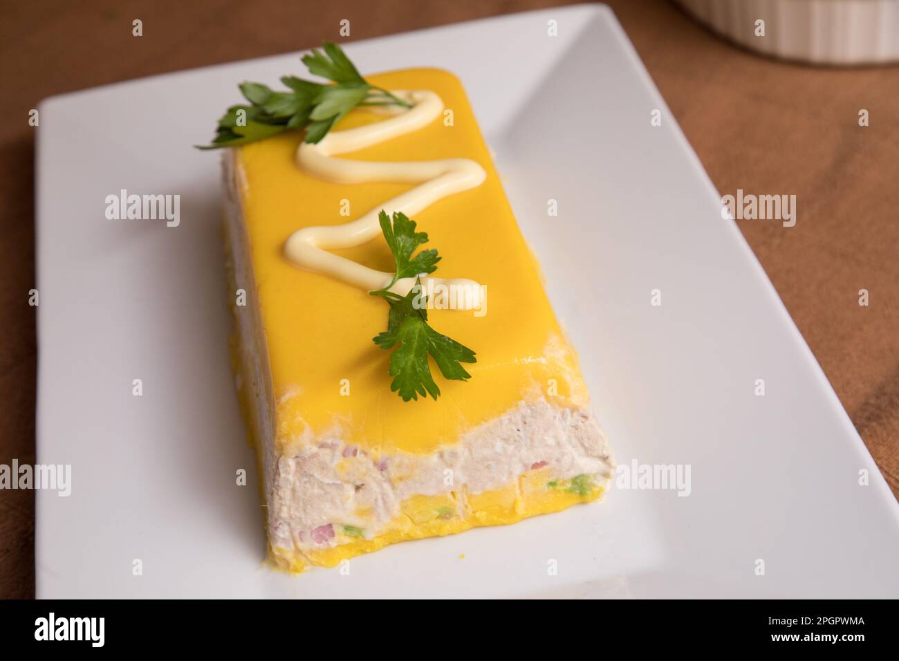 Causa chicken meat peruvian cuisine traditional comfort food Stock ...