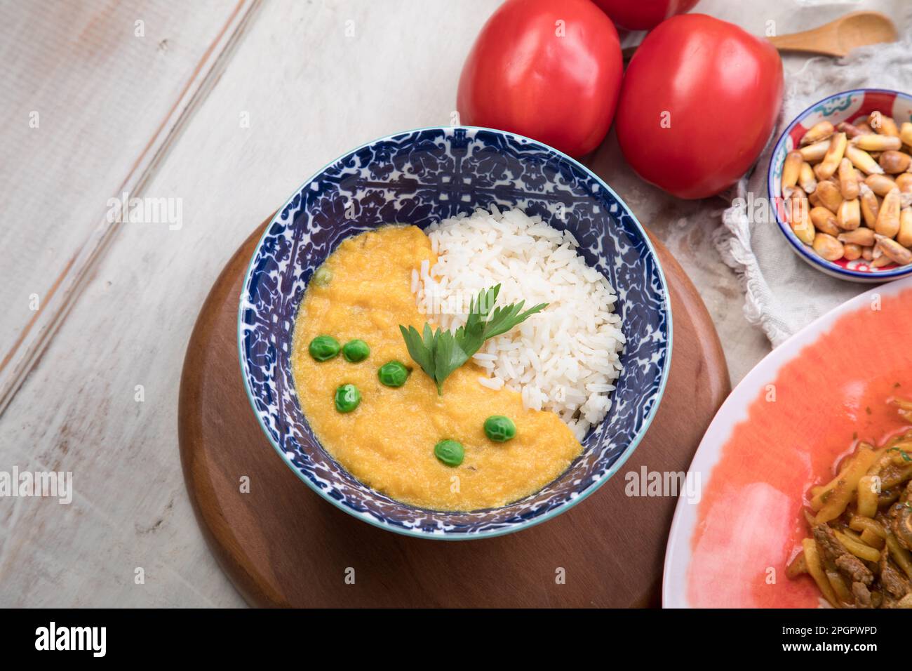 Peruvian food buffet table locro pumpkin stew Stock Photo - Alamy