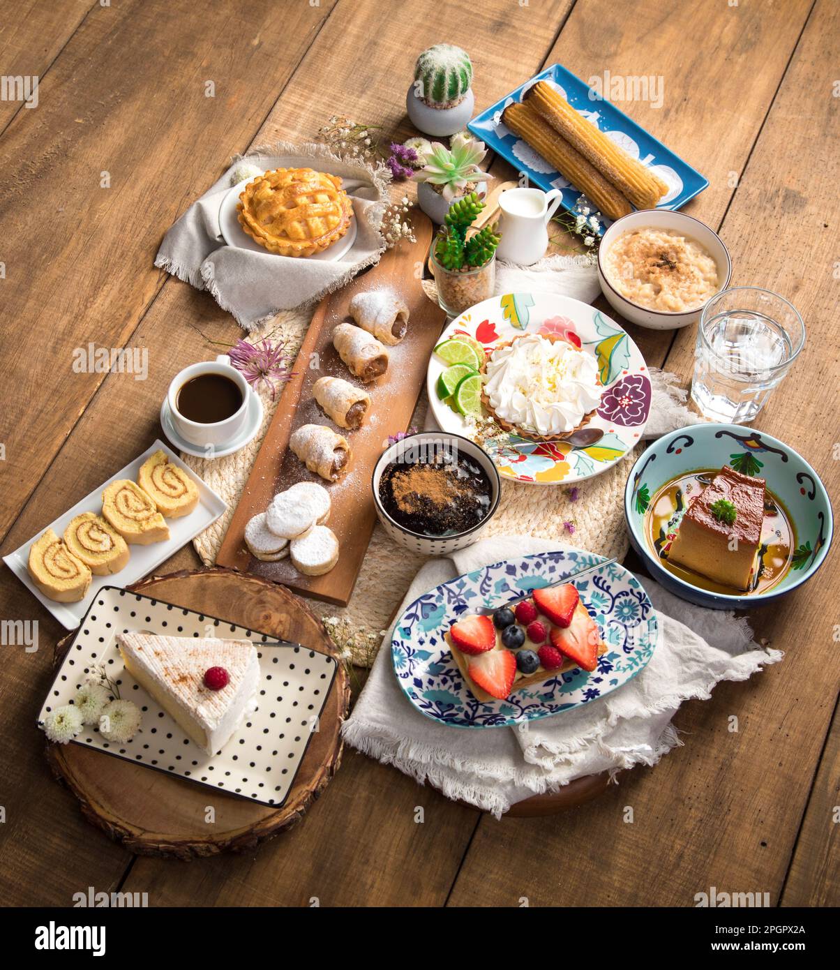 Peruvian desserts buffet table brunch sweet food Stock Photo - Alamy