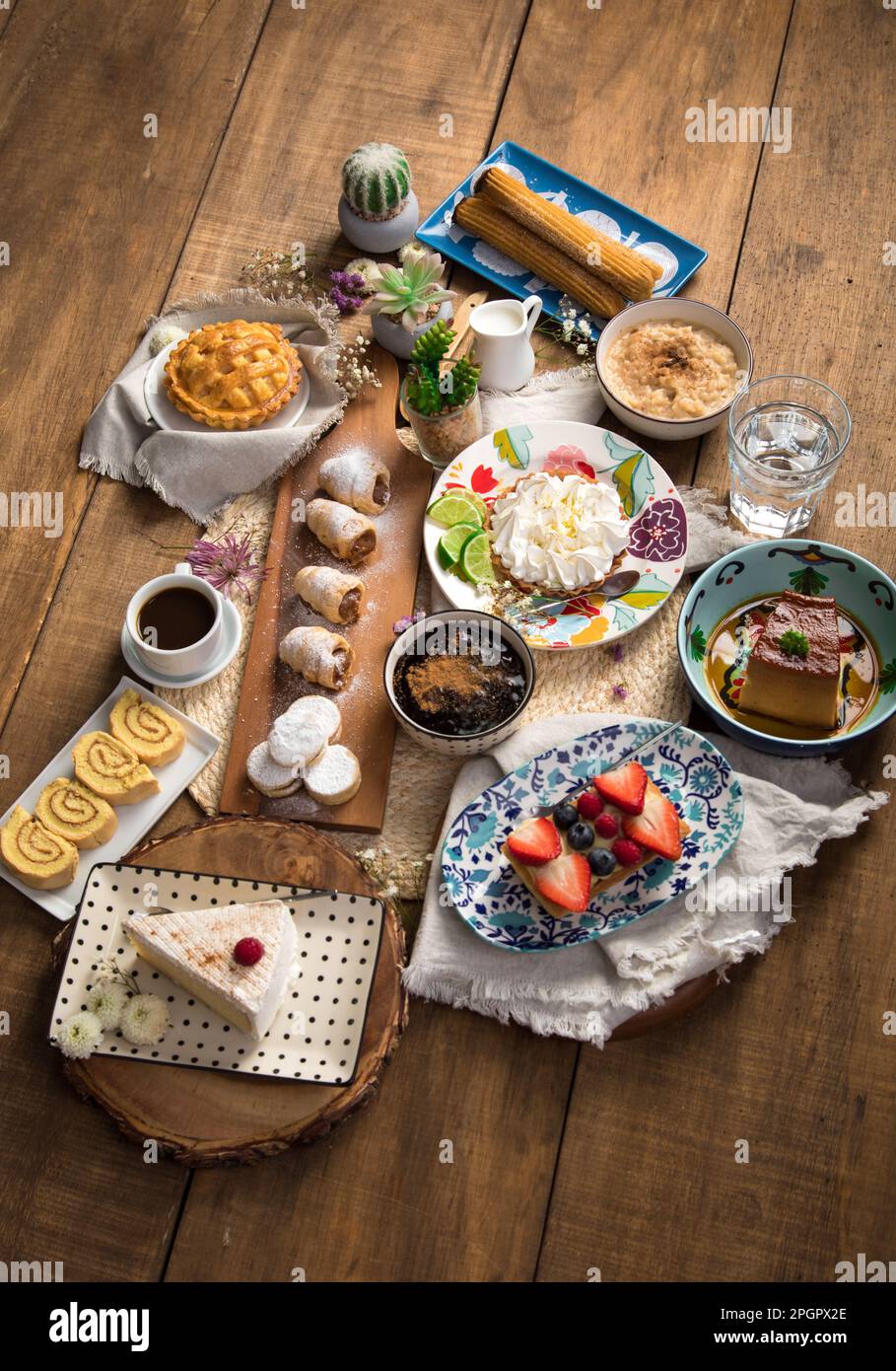 Peruvian desserts buffet table brunch sweet food Stock Photo - Alamy