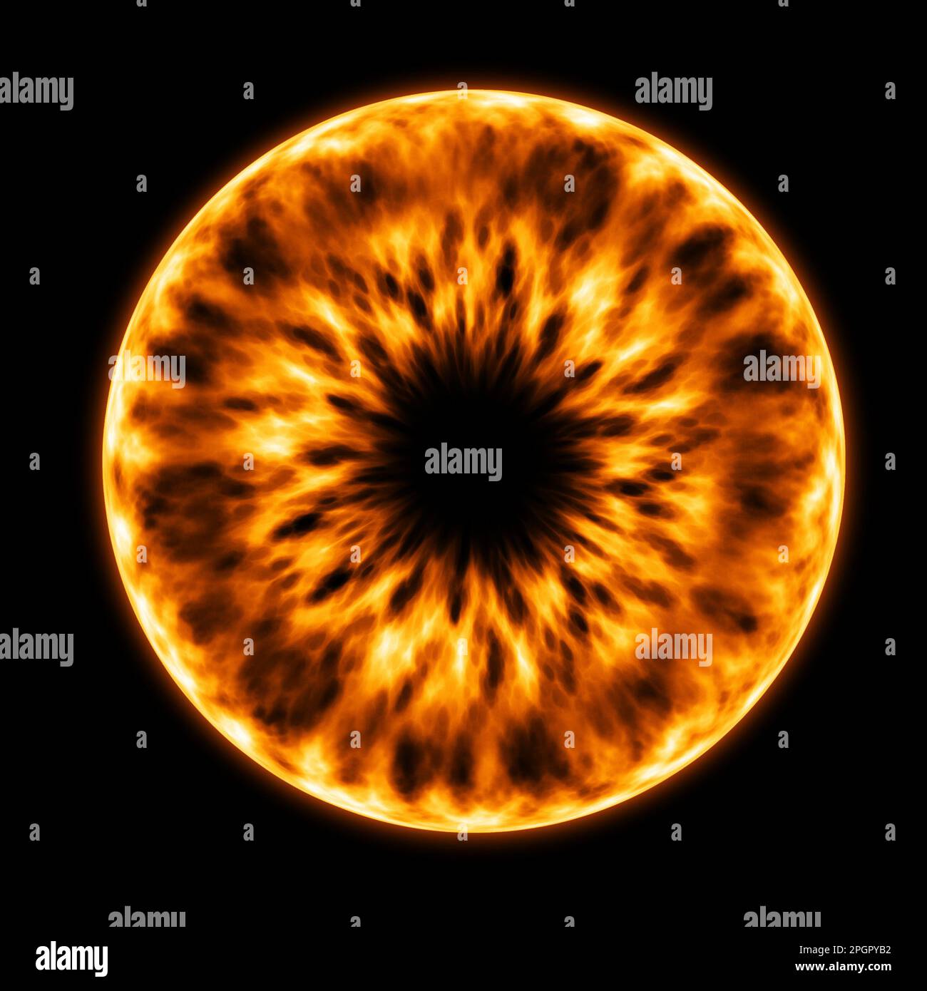 pupil eye with fire colour. Fiery sun on a black background ...