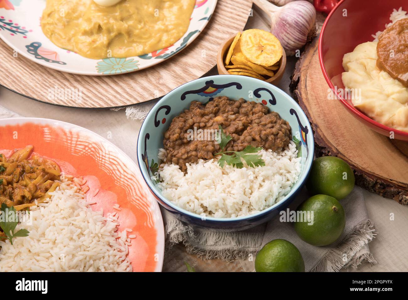 Peruvian food buffet table Stock Photo - Alamy