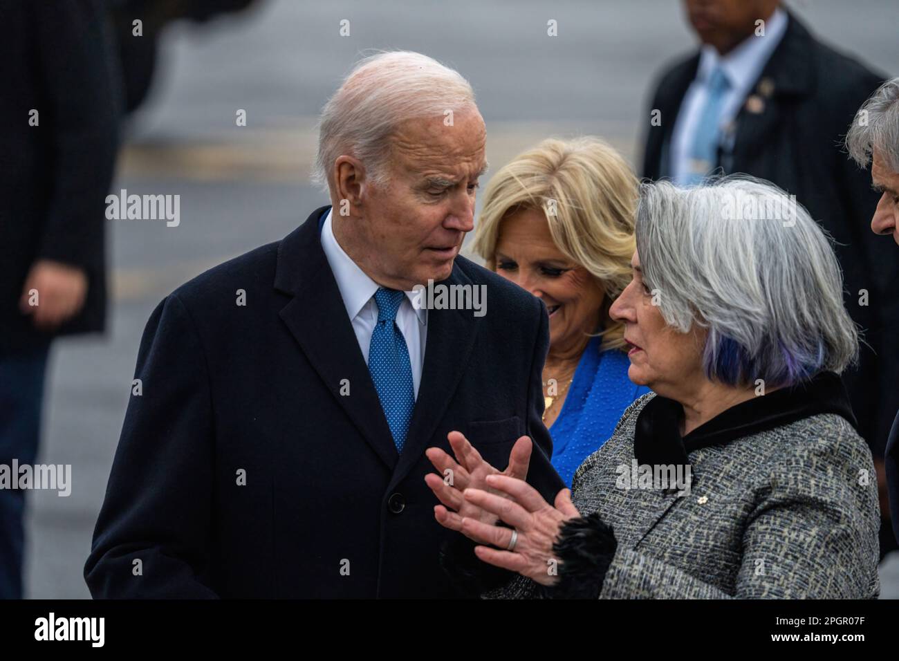 Ottawa, Canada. 23rd Mar, 2023. U.S. President Joe Biden (L) speaks with Governor General Mary ...
